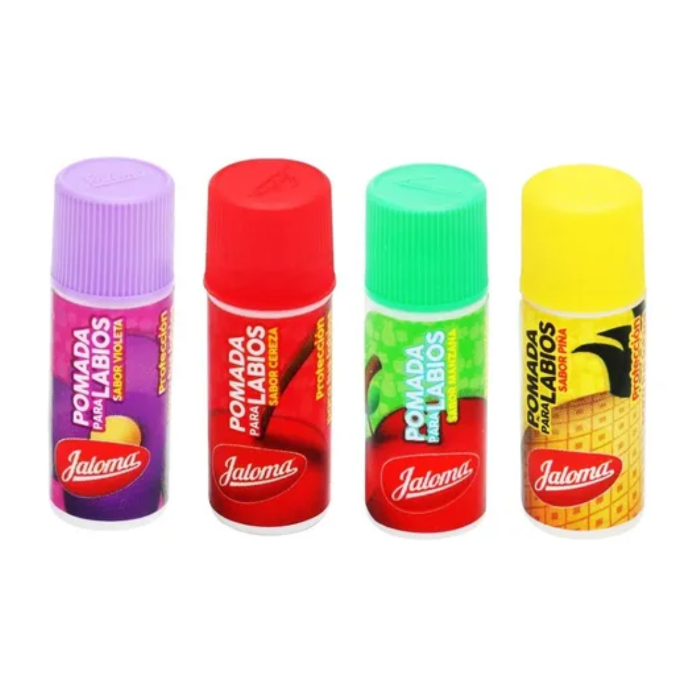 POMADA LABIAL MANDARINA, PIÑA, CEREZA, MANZANA, VIOLETA